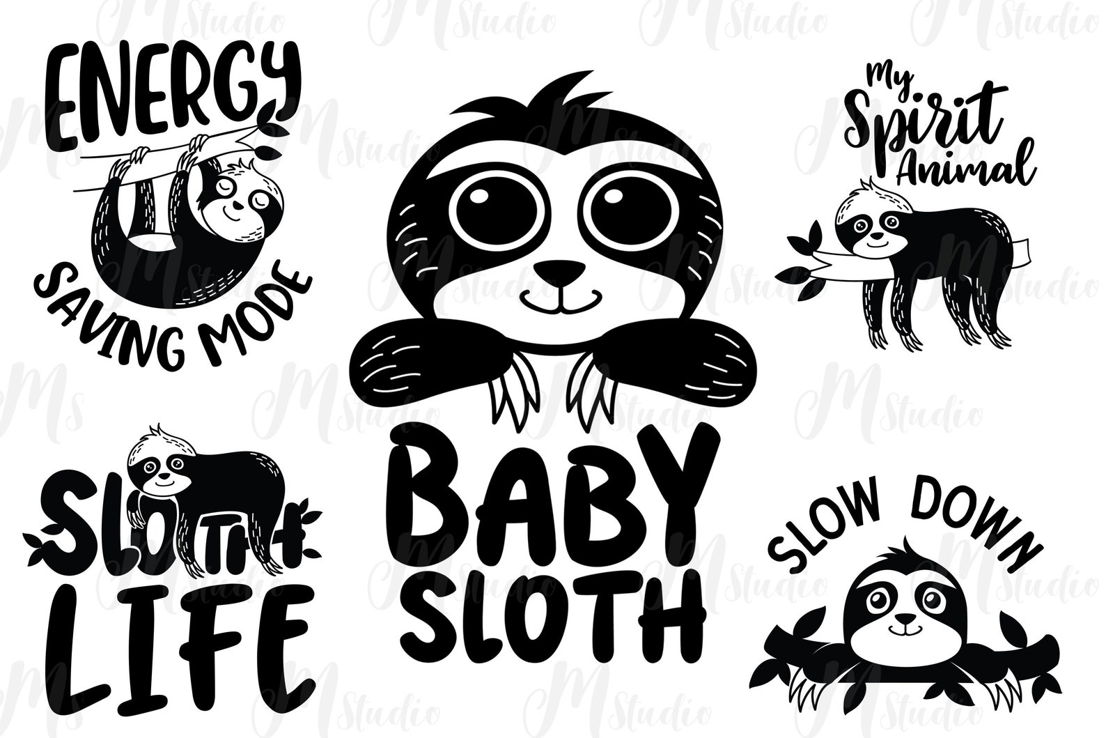 Sloth SVG Bundle Sloth Animal Sloth monogram svg Sloth svg | Etsy