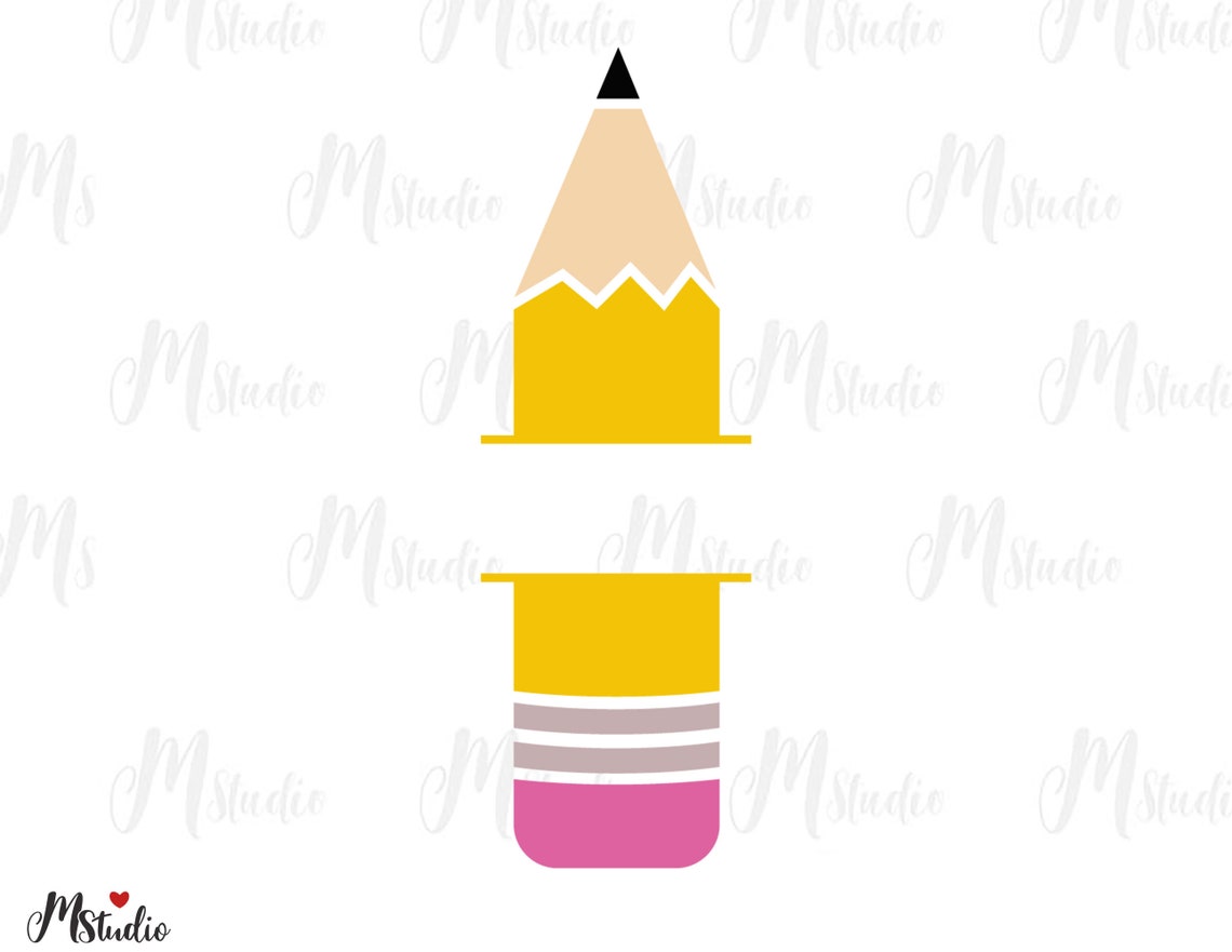 Pencil SVG Bundle Pencil Split Monogram Name Frame Back to | Etsy