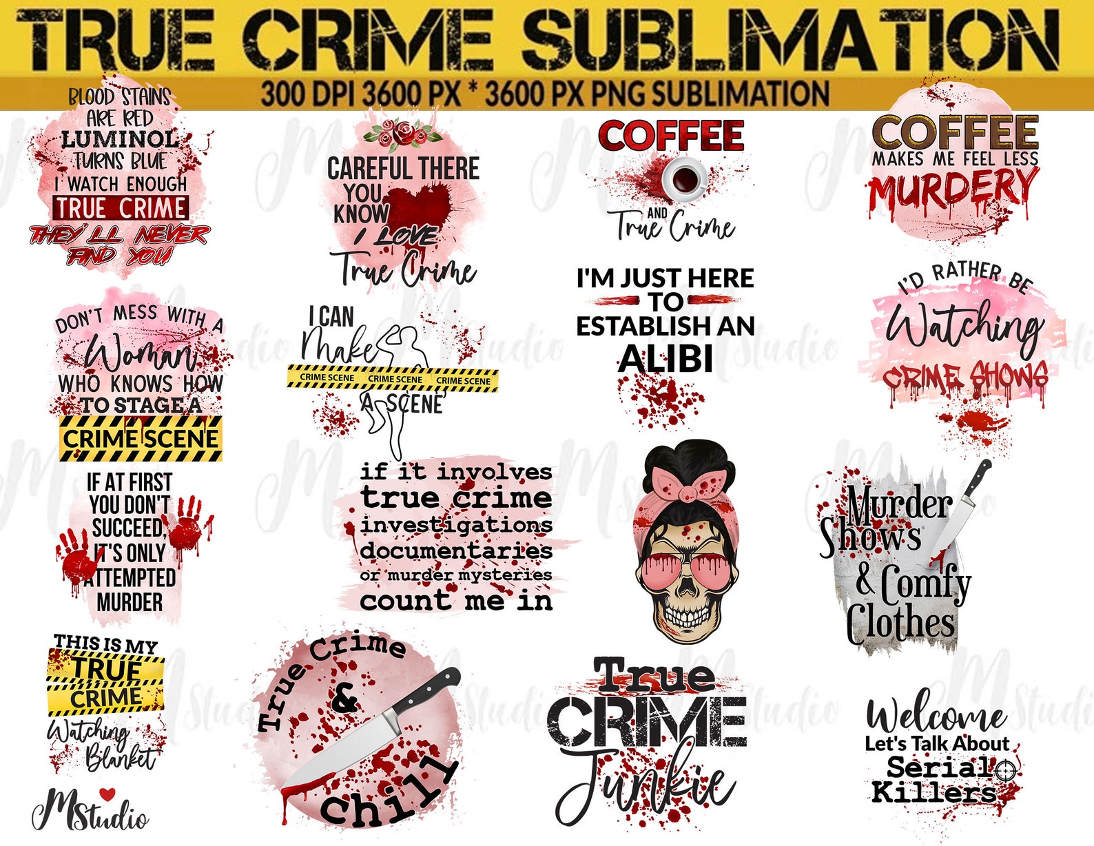 True Crime Sublimation Bundle, 300 DPI, True Crime Bundle, Mystery Png ...