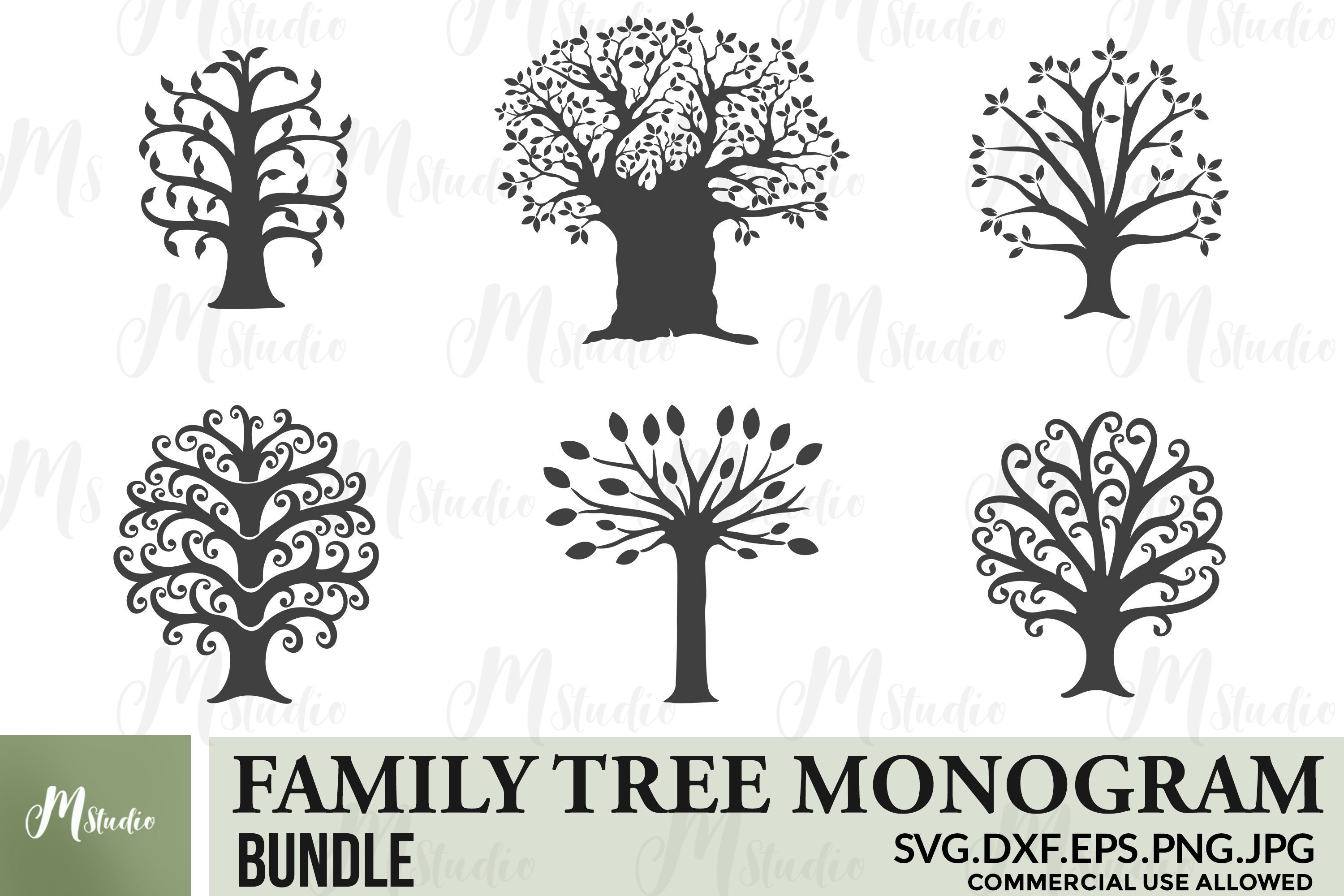 Family Tree Monogram Svg Tree Cut Files Family Tree Names | Etsy Canada