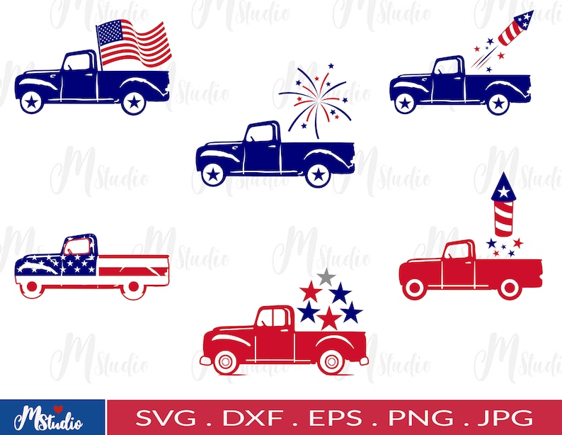 Truck SVG Patriotic 4th of July Truck Flag Layered SVG - Etsy