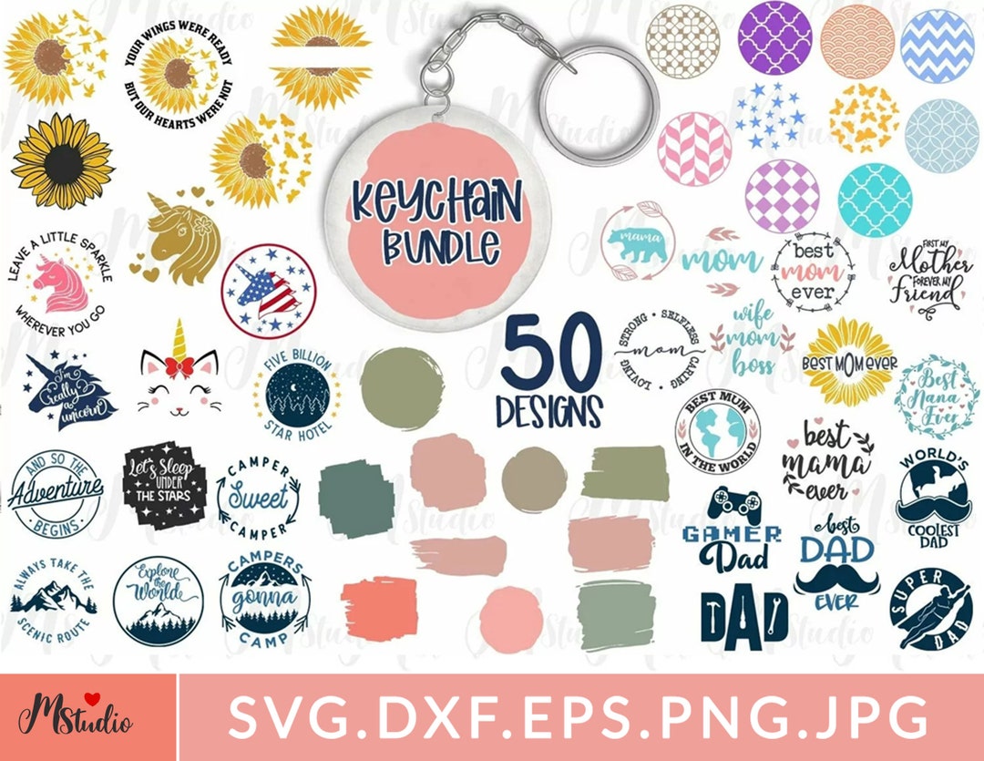 Keychain Svg Bundle, Circle Patterns Svg, Key Ring Pattern, Keychain ...