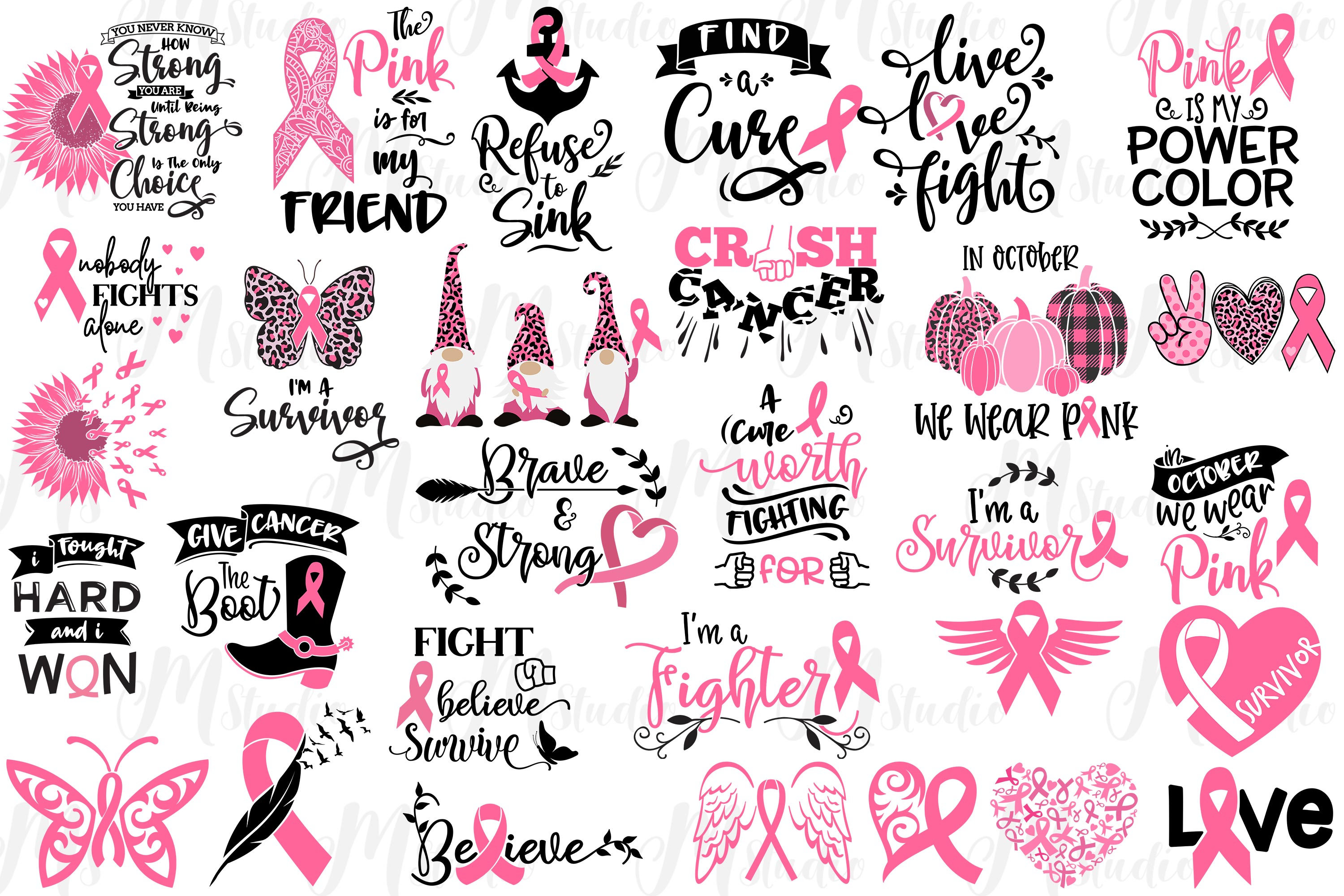 Breast Cancer SVG Bundle, Cancer SVG, Cancer Awareness, Instant ...
