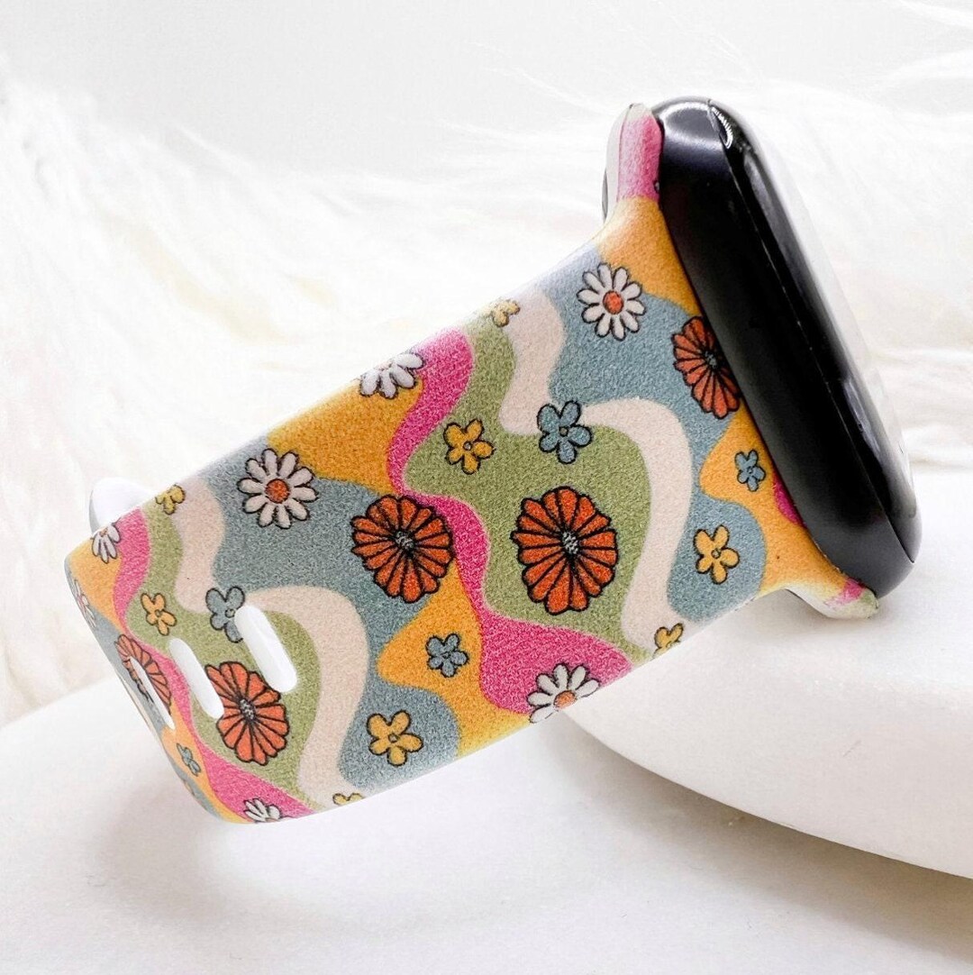 Retro Groovy Daisy Watch Band Compatible With Apple Watch Fitbit ...