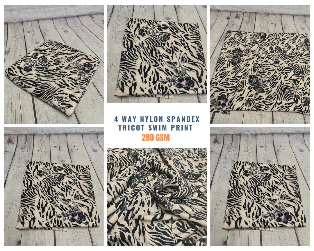4 Way Stretch Print Nylon Spandex Fabric by the Yard Tricot Swim Wear ...