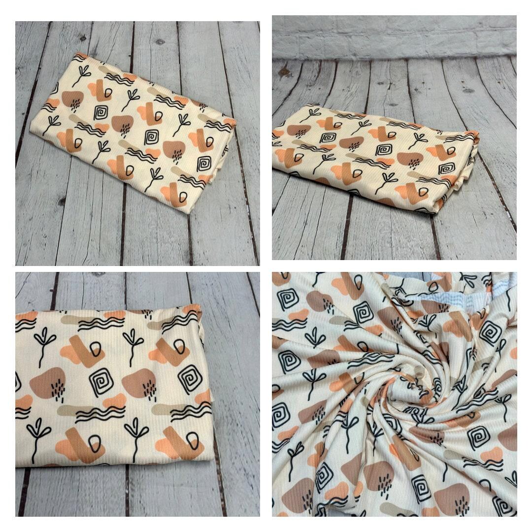 DBP 4x2 Rib Boho Abstract Geometric Brushed Polyester Spandex Floral ...