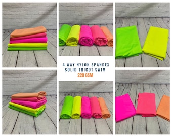 Coral Neon Knit Fabric by the Yard Coral Neon Solid Techno Fabric Coral ...