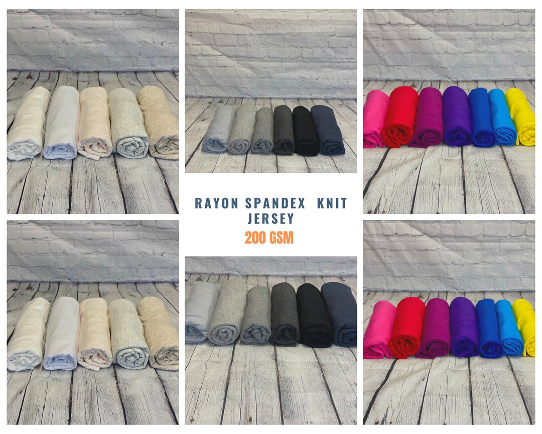 Rayon Spandex Jersey Knit Fabric by the Yard 200GSM Base Colors - Etsy