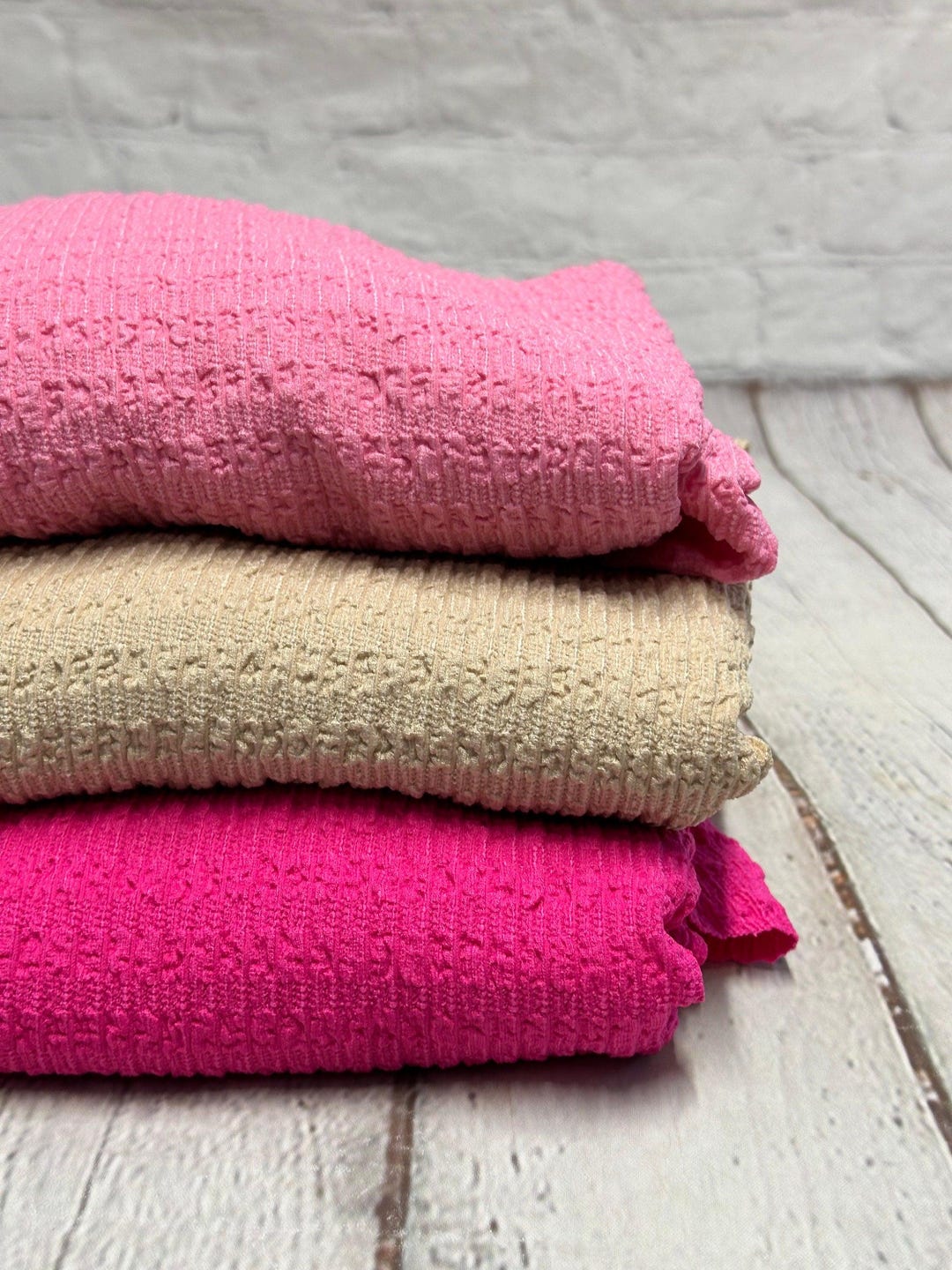 NEW COLORS! Jacquard Crepe Texture Knit Spandex Fabric by the Yard ...