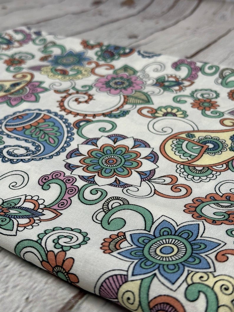 Rayon Challis Woven Print Fabric by the Yard Dusty Vinatge Paisley ...