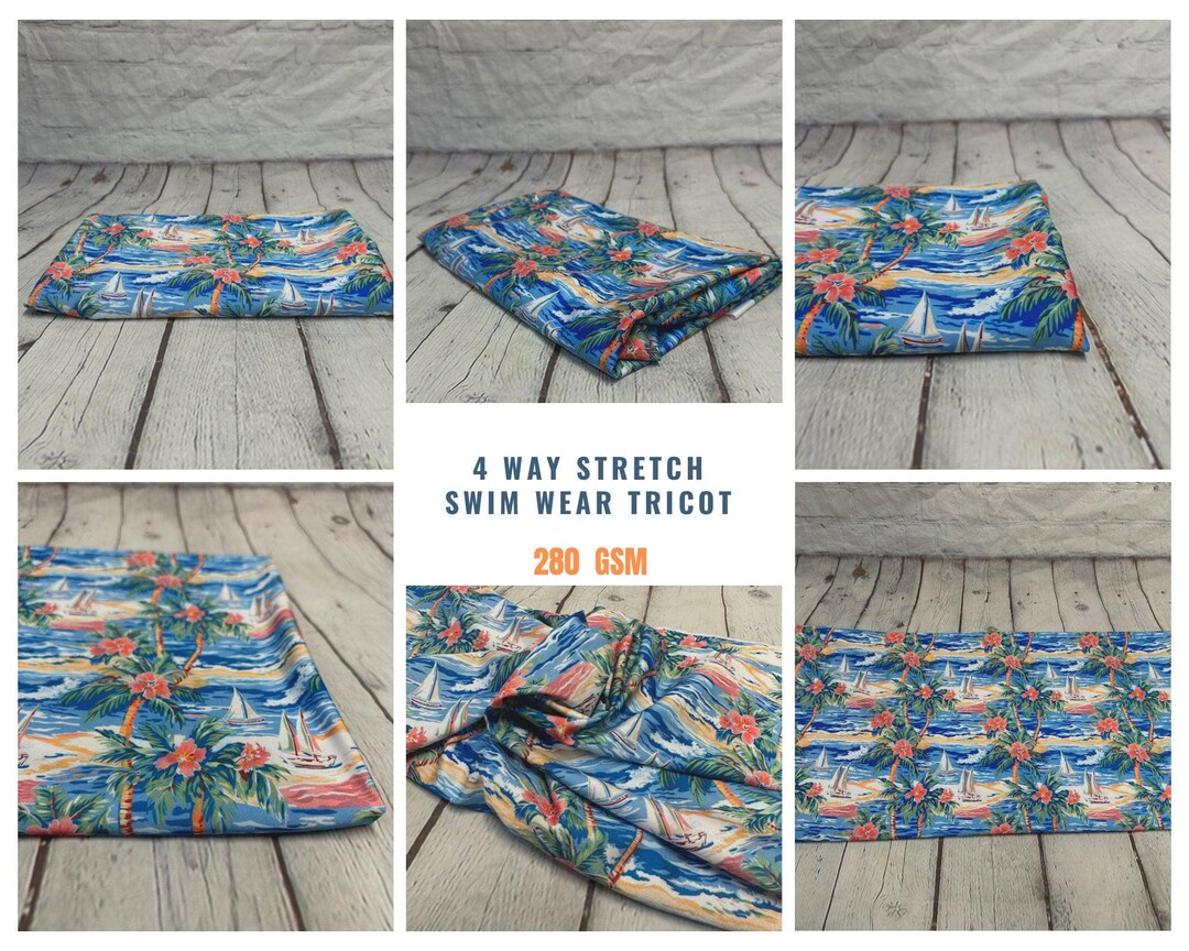 4 Way Stretch Print Spandex Fabric by the Yard Tricot Swim Wear Bikini ...