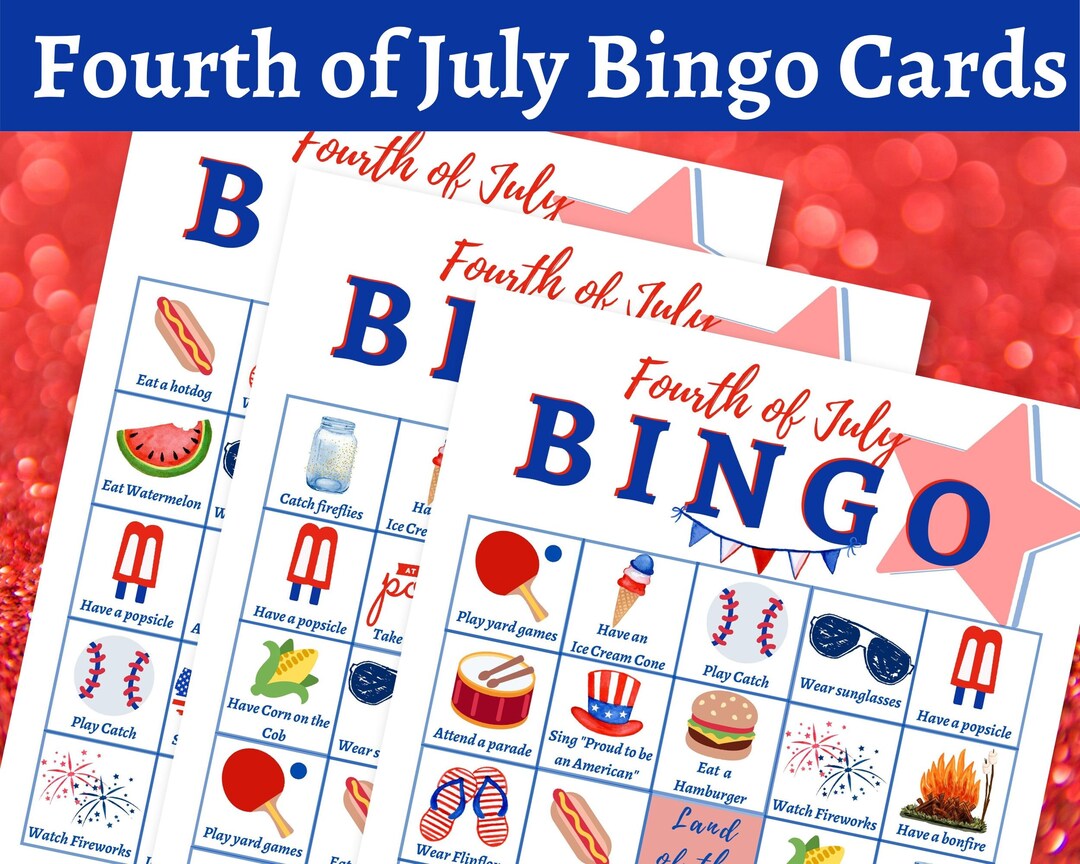 July 4th Bingo Cards | Fourth of July Party Games Printable | Instant ...