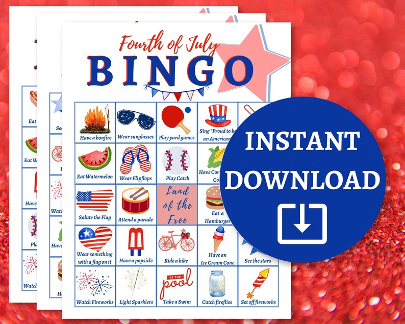 July 4th Bingo Cards | Fourth of July Party Games Printable | Instant ...