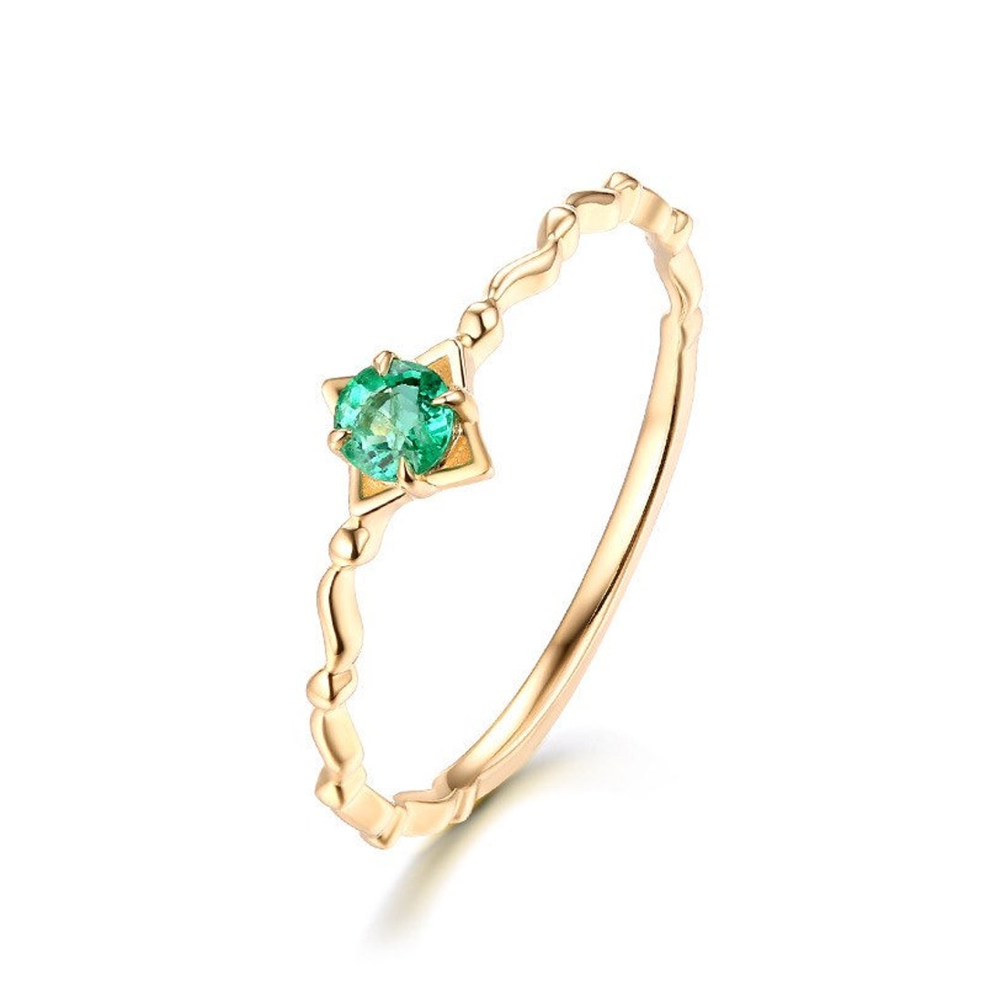 Emerald Promise Ring, Emerald Starburst Ring, Natural Emerald Ring Gold ...