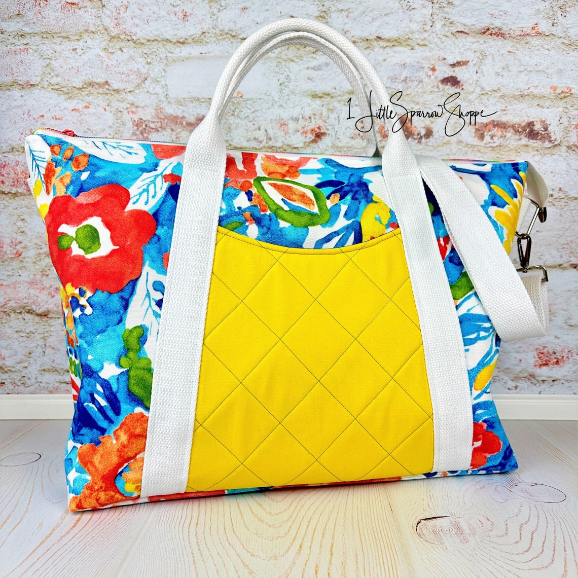 Floral Travel Tote, Daily Tote, Pool Tote, Outdoor Canvas Exterior, WPC ...