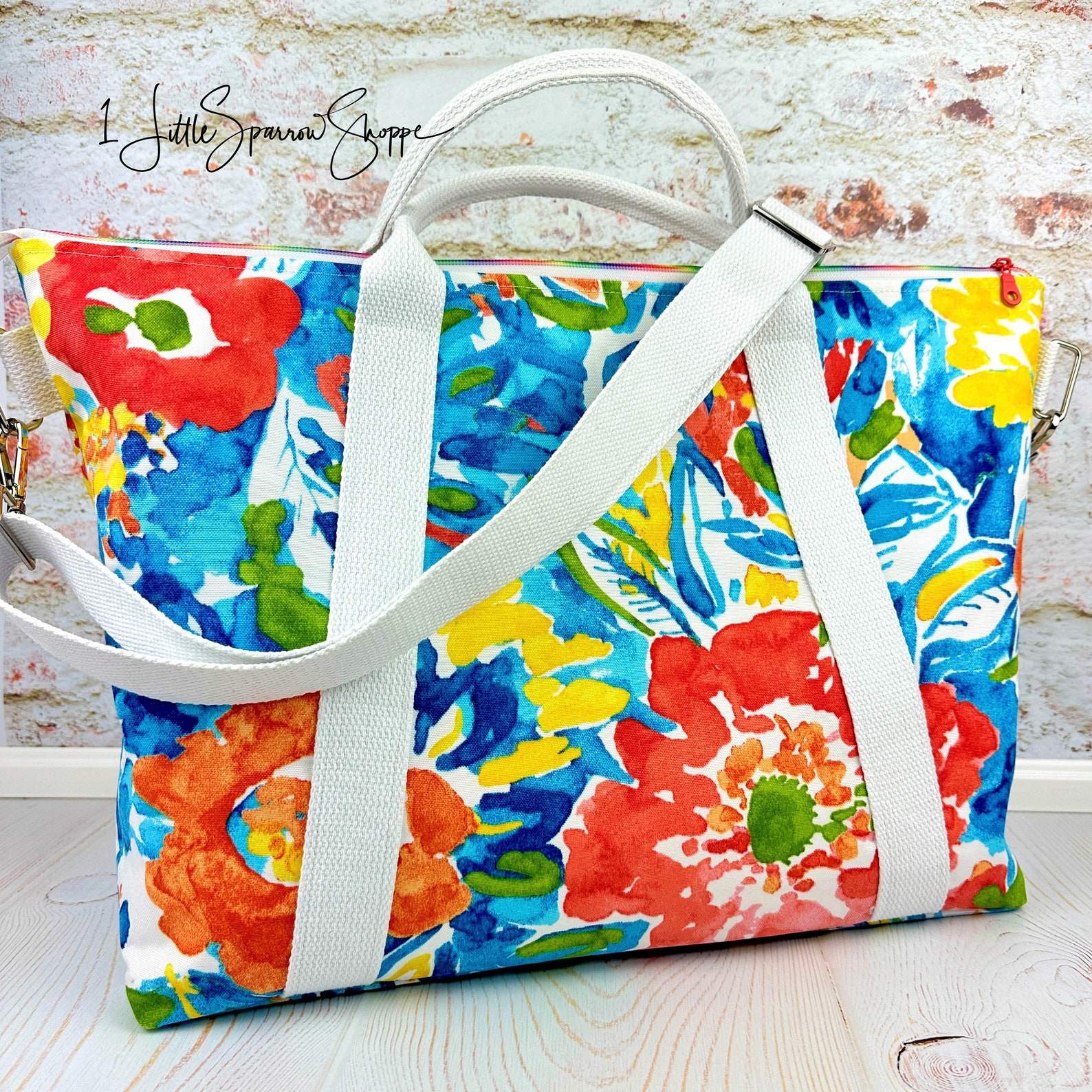 Floral Travel Tote, Daily Tote, Pool Tote, Outdoor Canvas Exterior, WPC ...