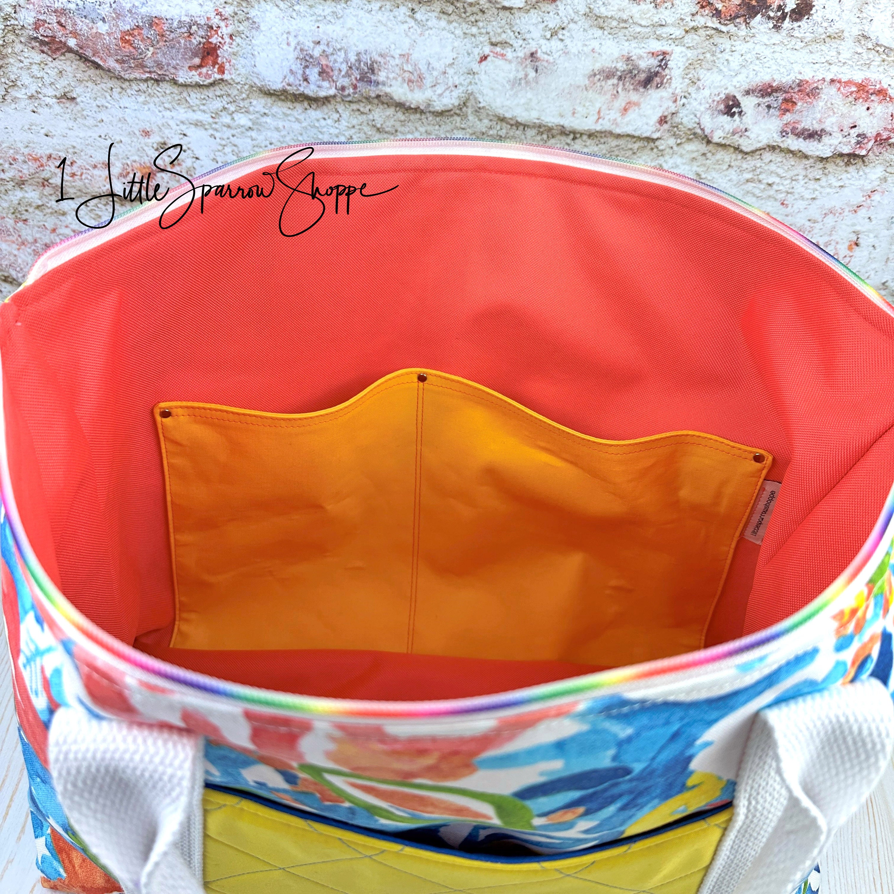 Floral Travel Tote, Daily Tote, Pool Tote, Outdoor Canvas Exterior, WPC ...