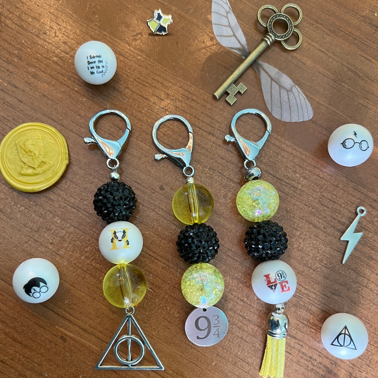 Badger House Wizard Keychain - Etsy