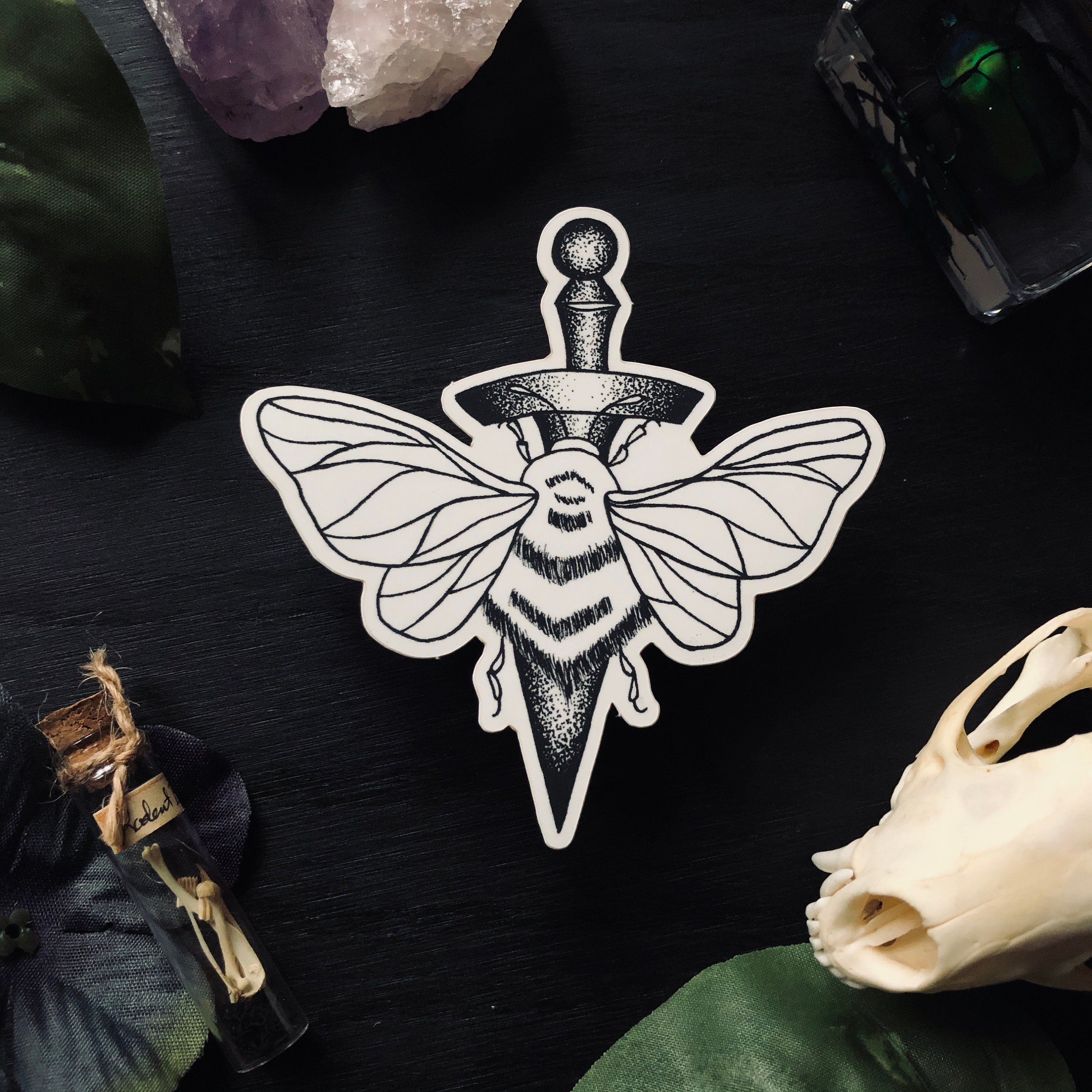 Bee Dagger Sticker Goth Spooky Art - Etsy