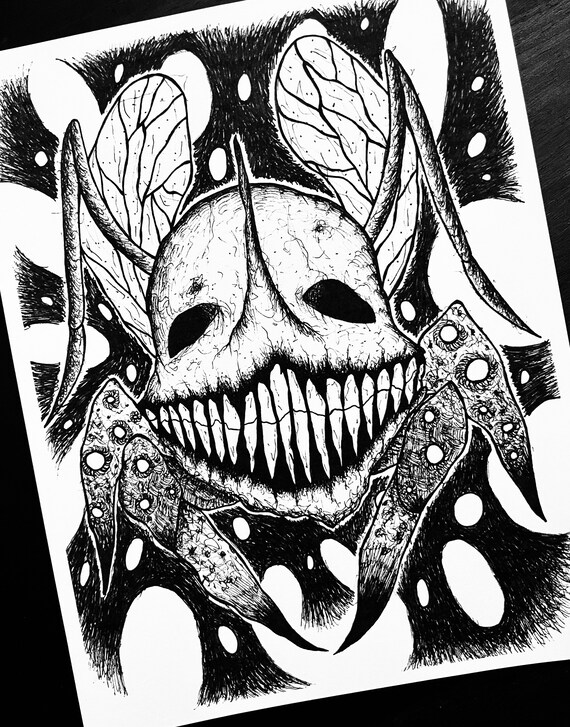 Crab Mosquito Spooky Goth Drawing Print Home Decor - Etsy