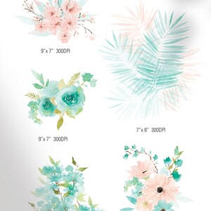 Watercolor Clipart, Mint Flowers, Floral Arrangements, Wedding Clipart ...