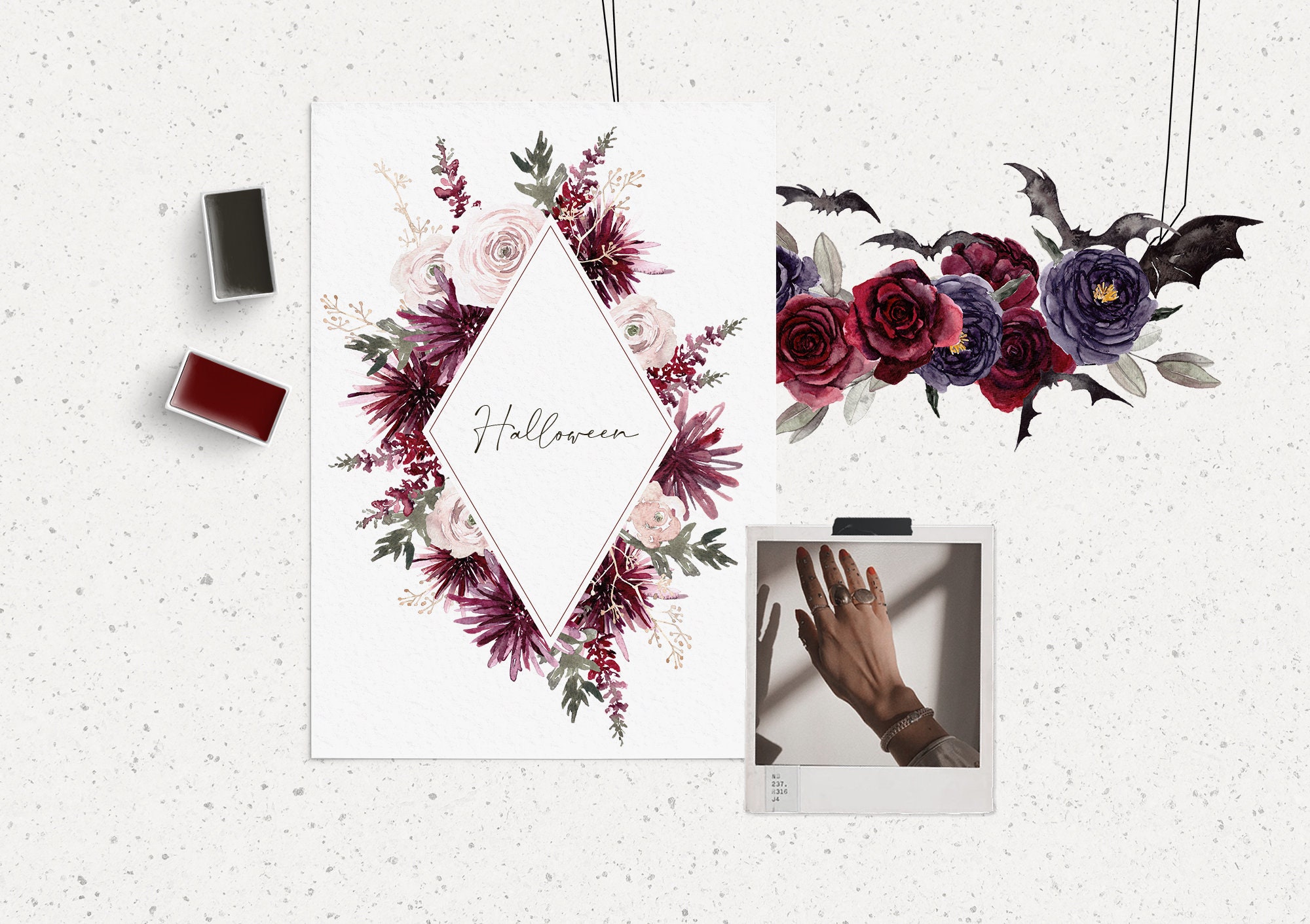 Beautiful Halloween Watercolor Flowers Halloween Clipart | Etsy