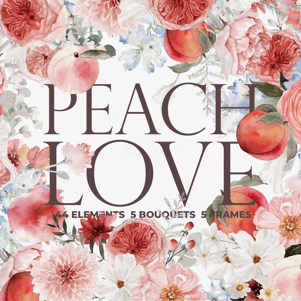 Peach Love Clipart - Etsy