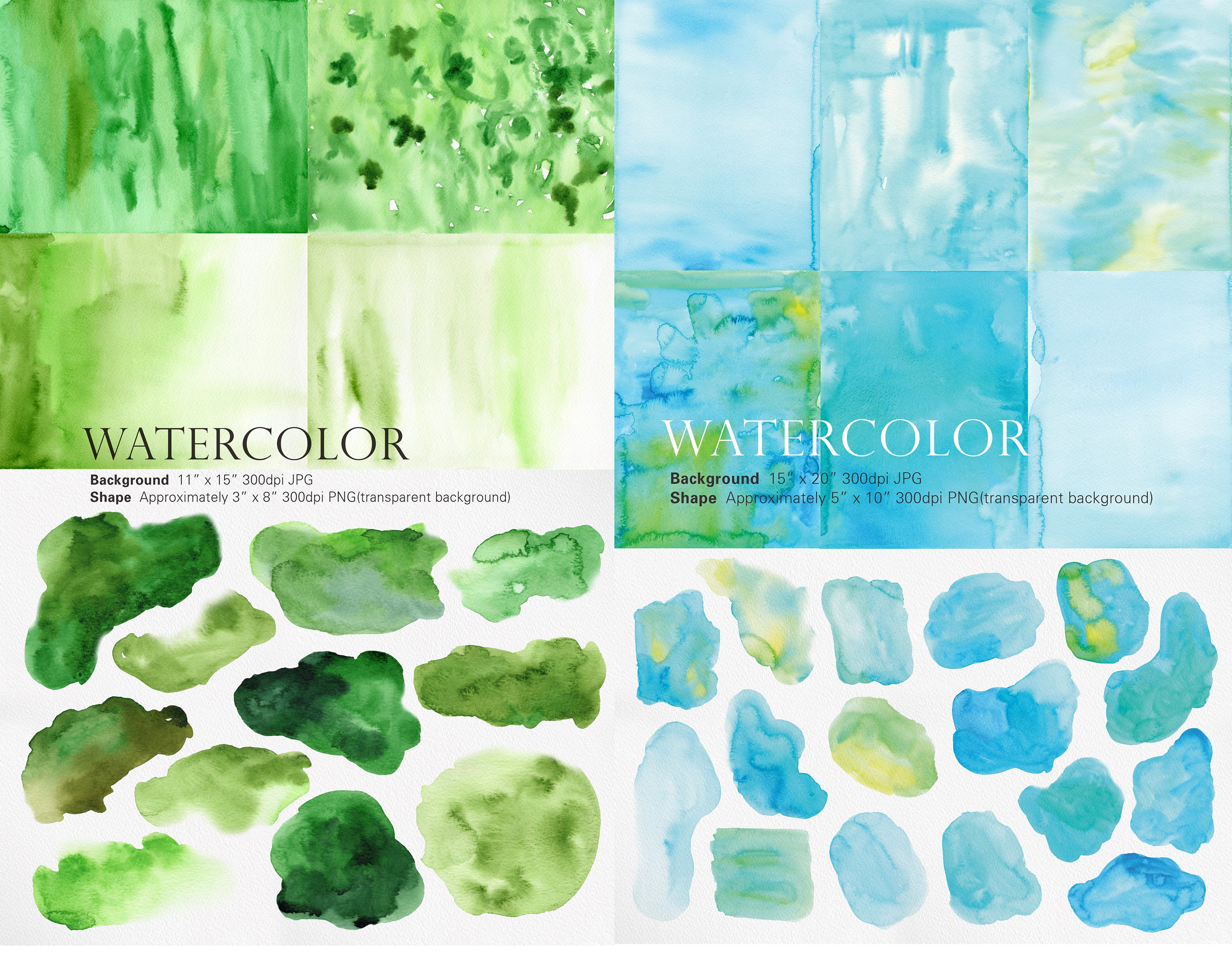 Watercolor Background Bundle Watercolor Shape Watercolor - Etsy
