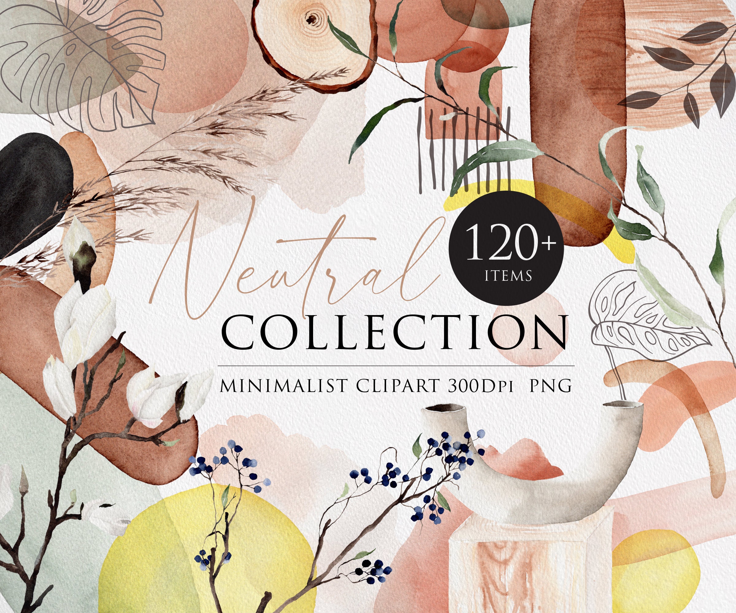 Watercolor Flower Bundle Watercolor Neutral Collection - Etsy