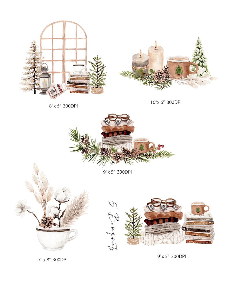 COZY WINTER, Watercolor Cozy Winter Christmas, Watercolor Winter ...