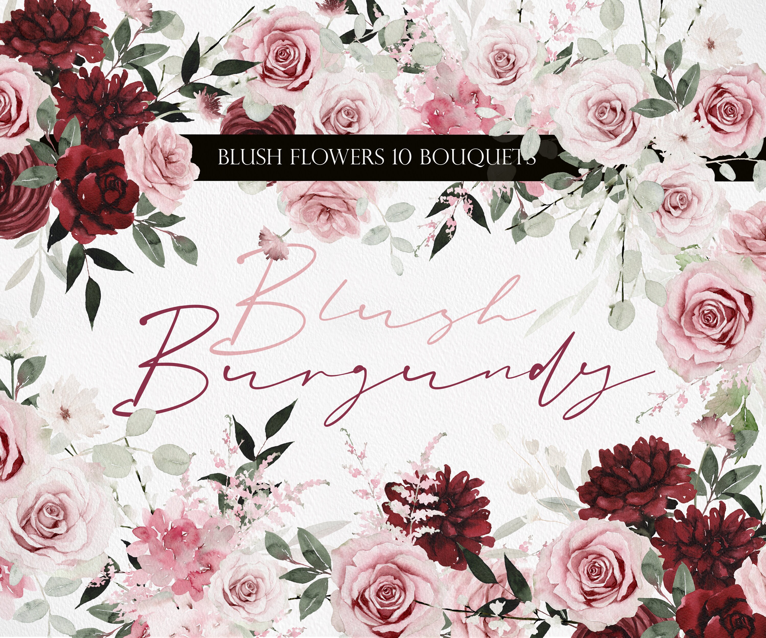 Watercolor Blush Flower, Blush Burgundy Flowers, Watercolor Flower Png ...