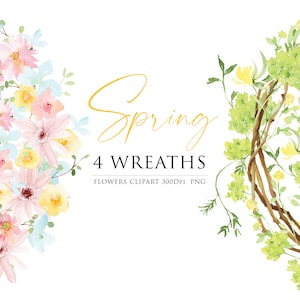 Watercolor Clipart, Spring Wreaths, Floral Arrangements, Wedding ...