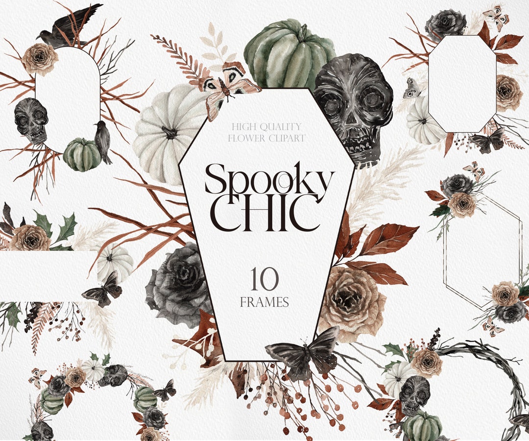 Spooky CHIC, Watercolor Clipart, Watercolor Halloween, Halloween ...