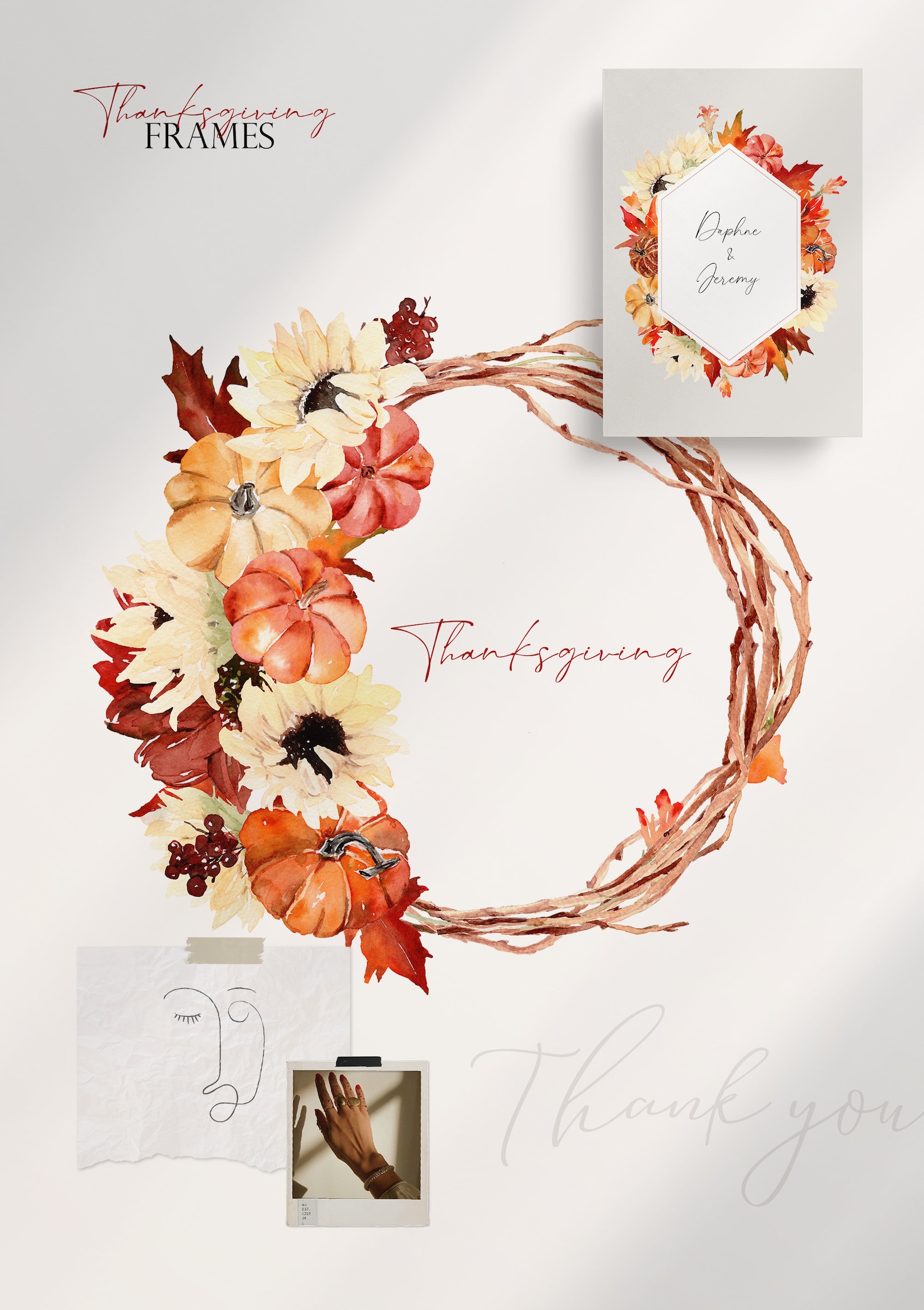 Watercolor Thanksgiving Clipart Autumn Flower Watercolor | Etsy