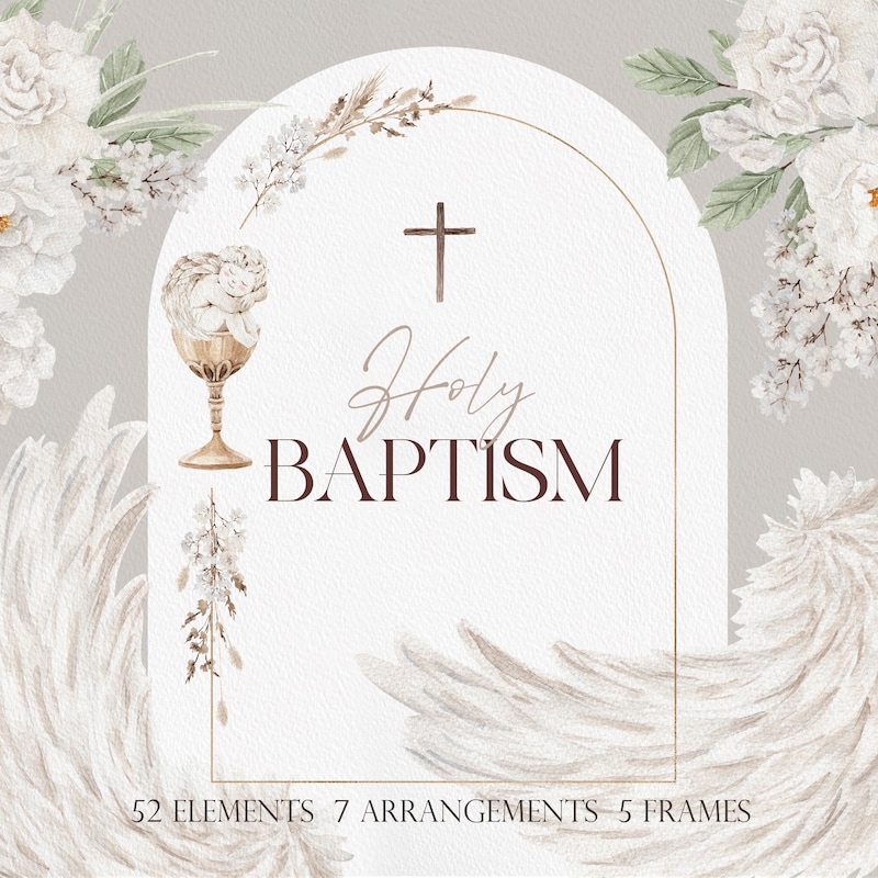 Boho Pink Baptism Clipart - Etsy