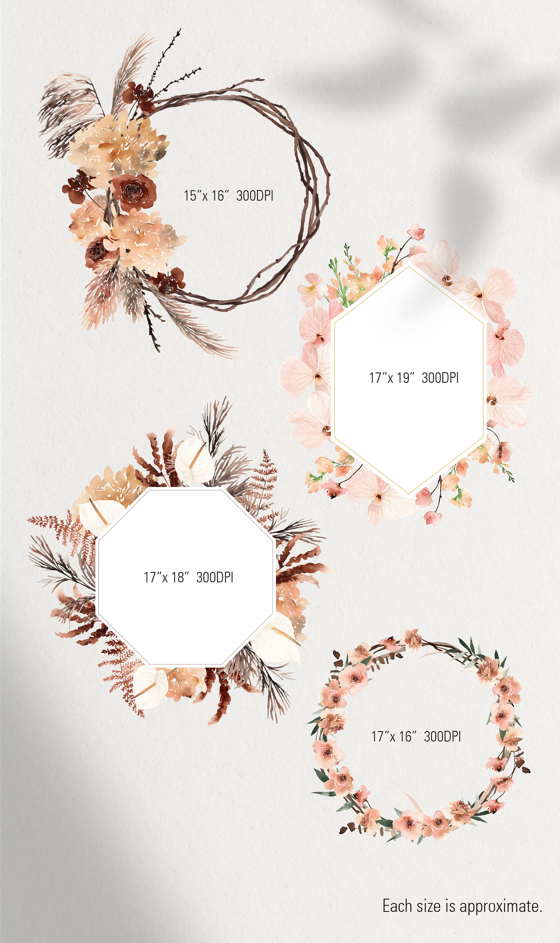 Boho Florals Flower Clipart Bohemian Floral Dried Flower - Etsy
