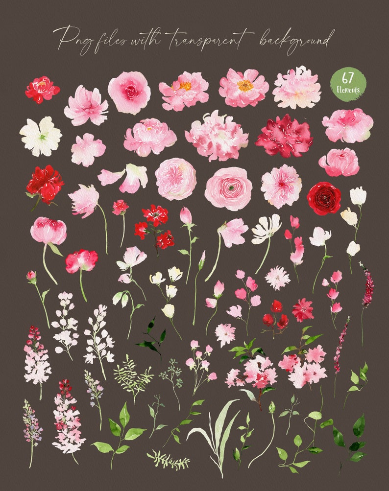 Watercolor Spring Flowers Floral Arrangements Wedding - Etsy