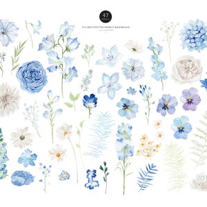 Sky BLUE Flower, Watercolor Flower PNG, Watercolor Clipart, Blue Flower ...