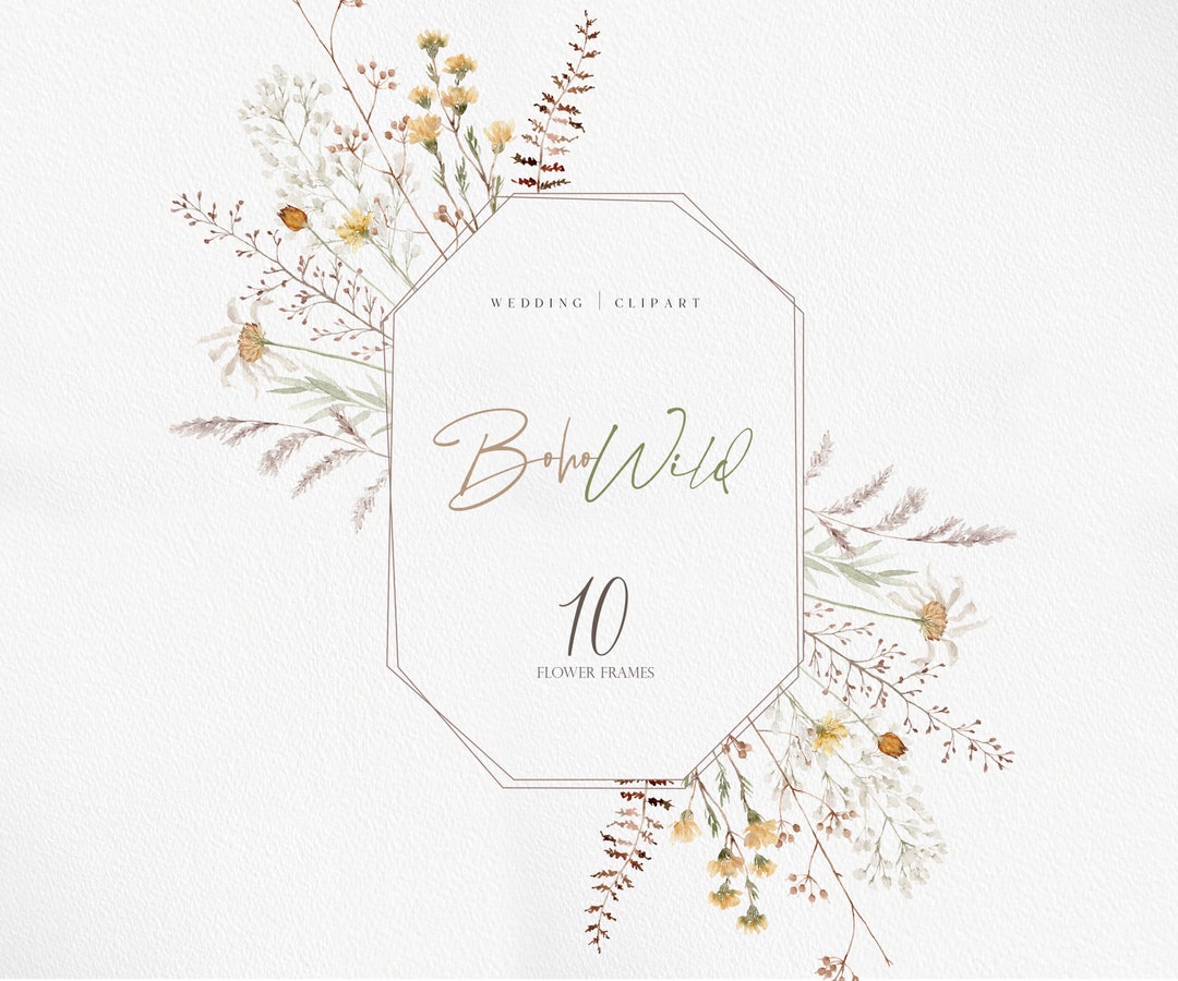Boho Wild Flowers, Watercolor Wild Flower, Wild Flower PNG, Watercolor ...