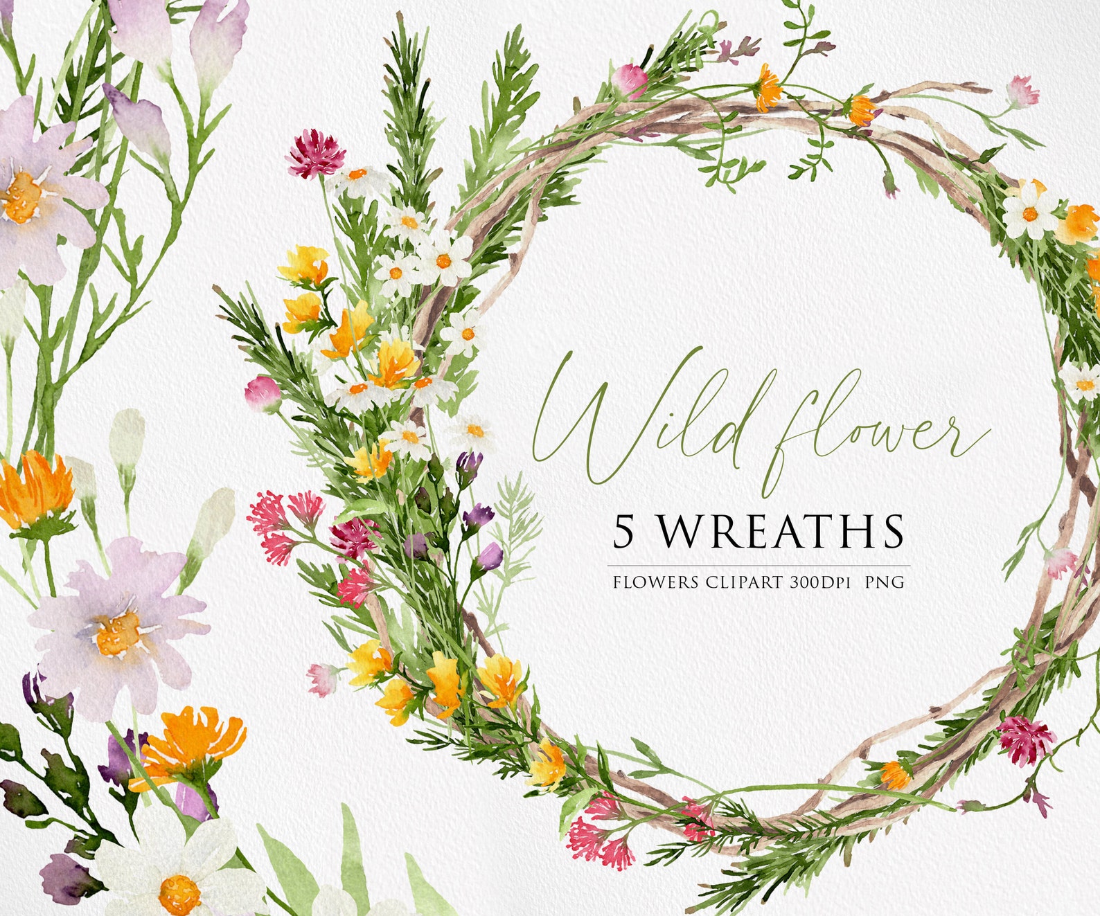 Wild Flowers Flower Clipart Watercolor Flower Watercolor - Etsy UK