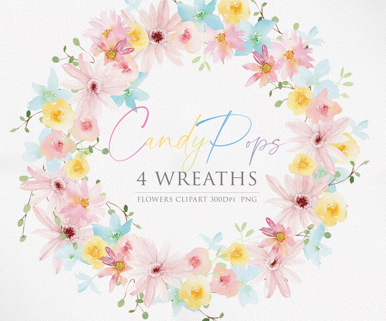 Watercolor Clipart Spring Wreaths Floral Arrangements - Etsy