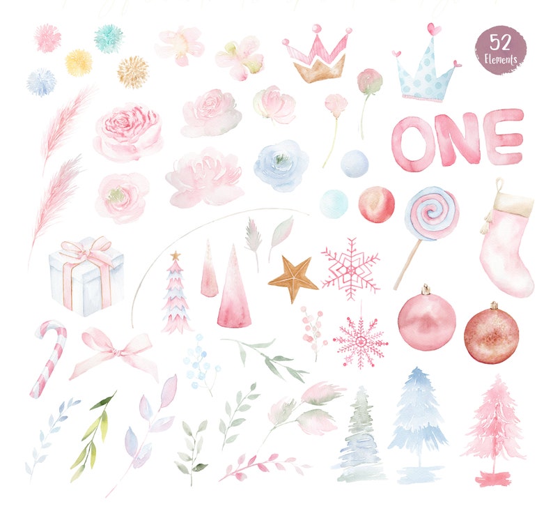 Watercolor Baby Clipart, Winter Onederland Clipart, Baby Shower Clipart ...