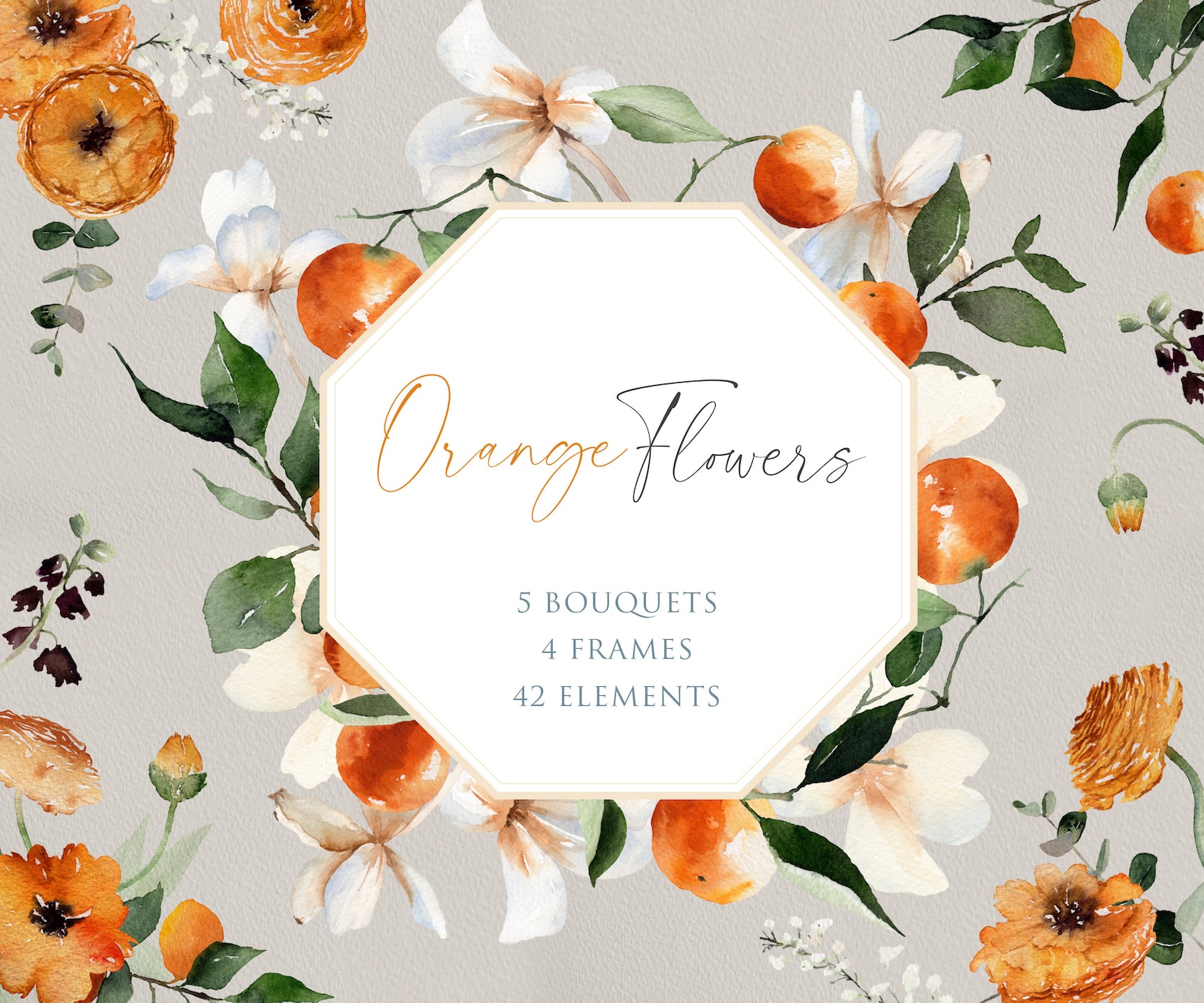 Watercolor Orange Orange Wreaths Watercolor Clipart - Etsy
