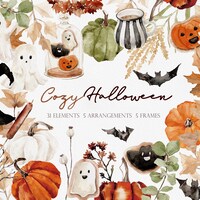 Pink Halloween Clipart | Commercial Use Retro Halloween Clip Art | Cute ...