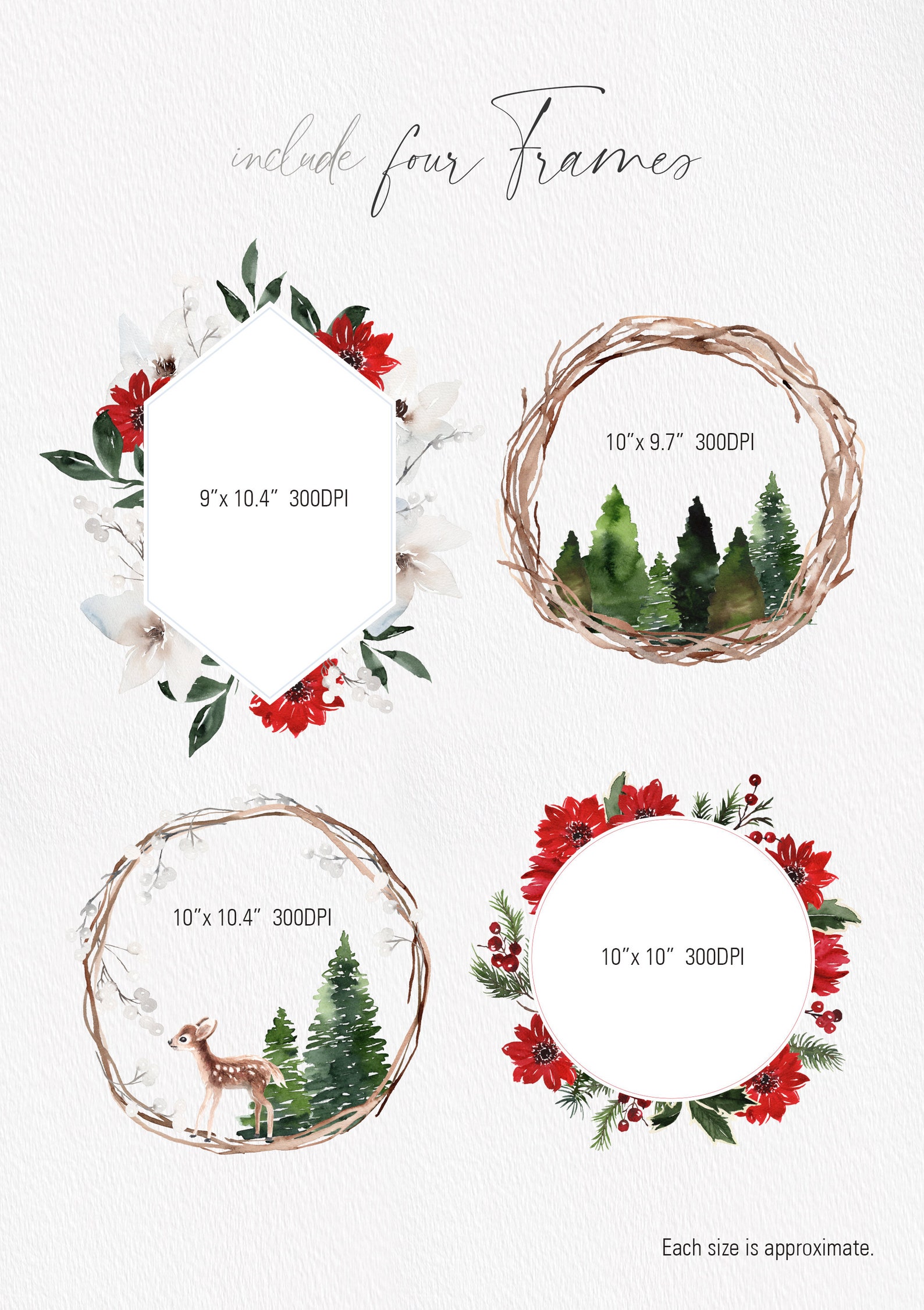 Christmas Clipart Watercolor Flower PNG Watercolor Winter | Etsy