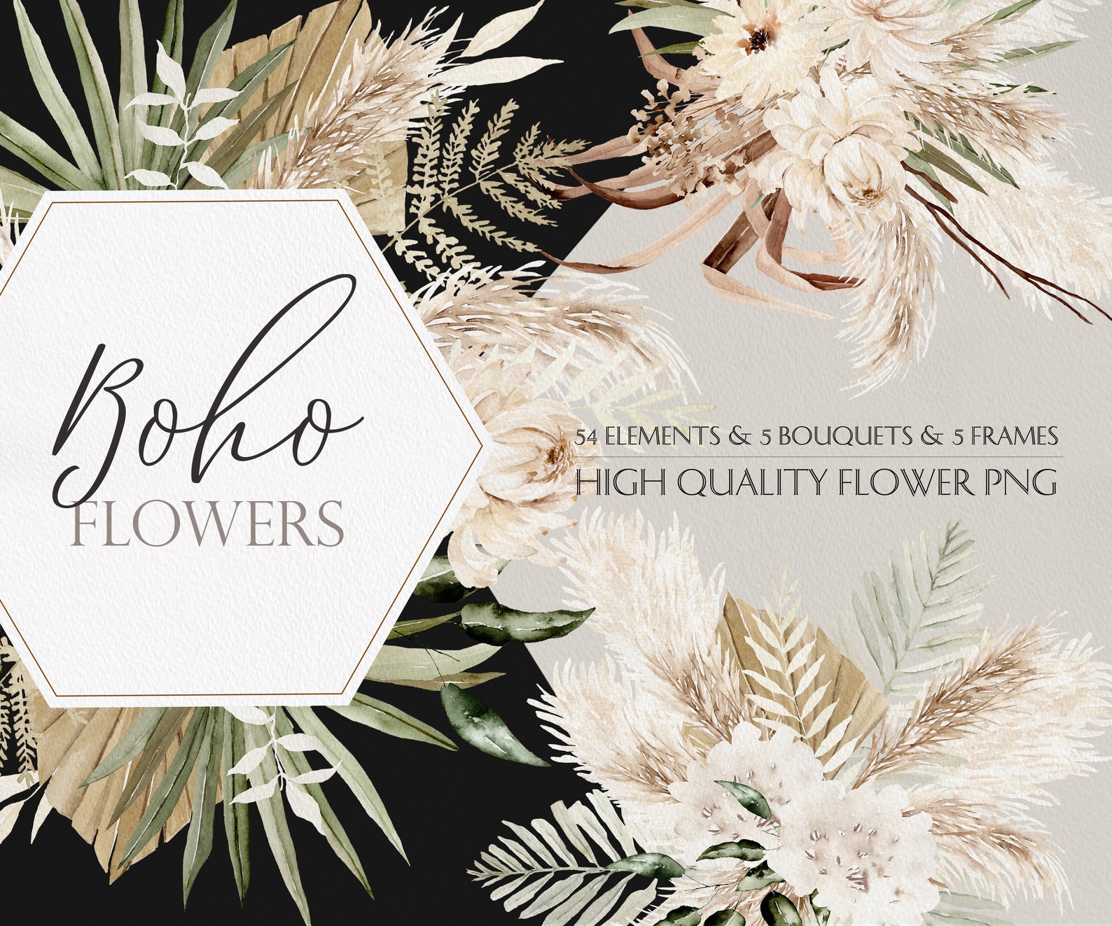 Watercolor Flower Png Boho Flower Clipart Boho Flower - Etsy