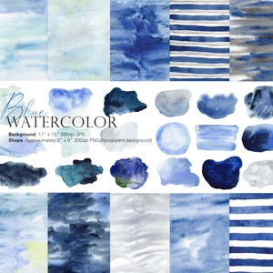 Watercolor Flower Bundle, Watercolor Blue Collection, Watercolor ...