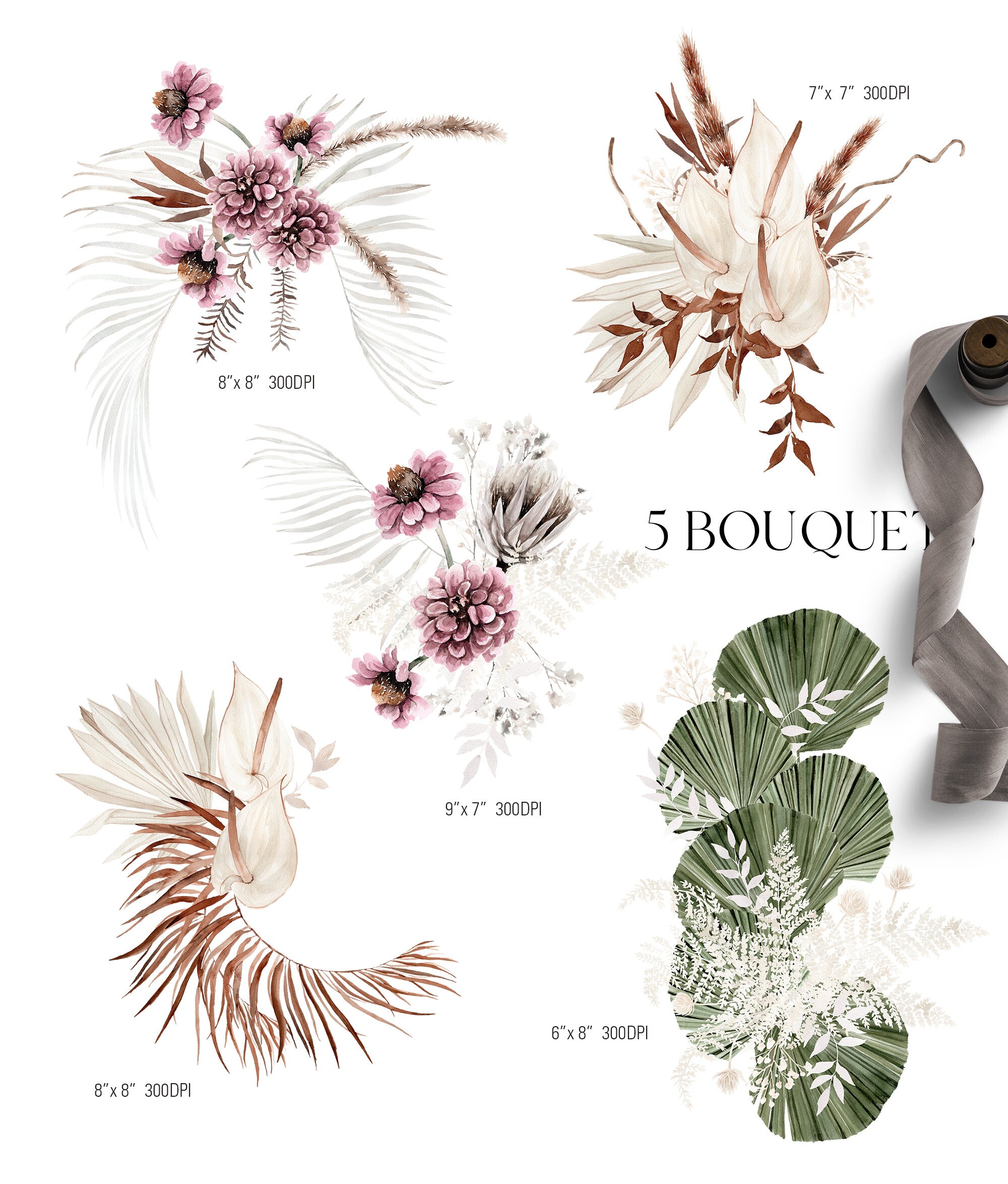 Grace Flower, Watercolor Clipart, Watercolor Flower PNG, Watercolor ...