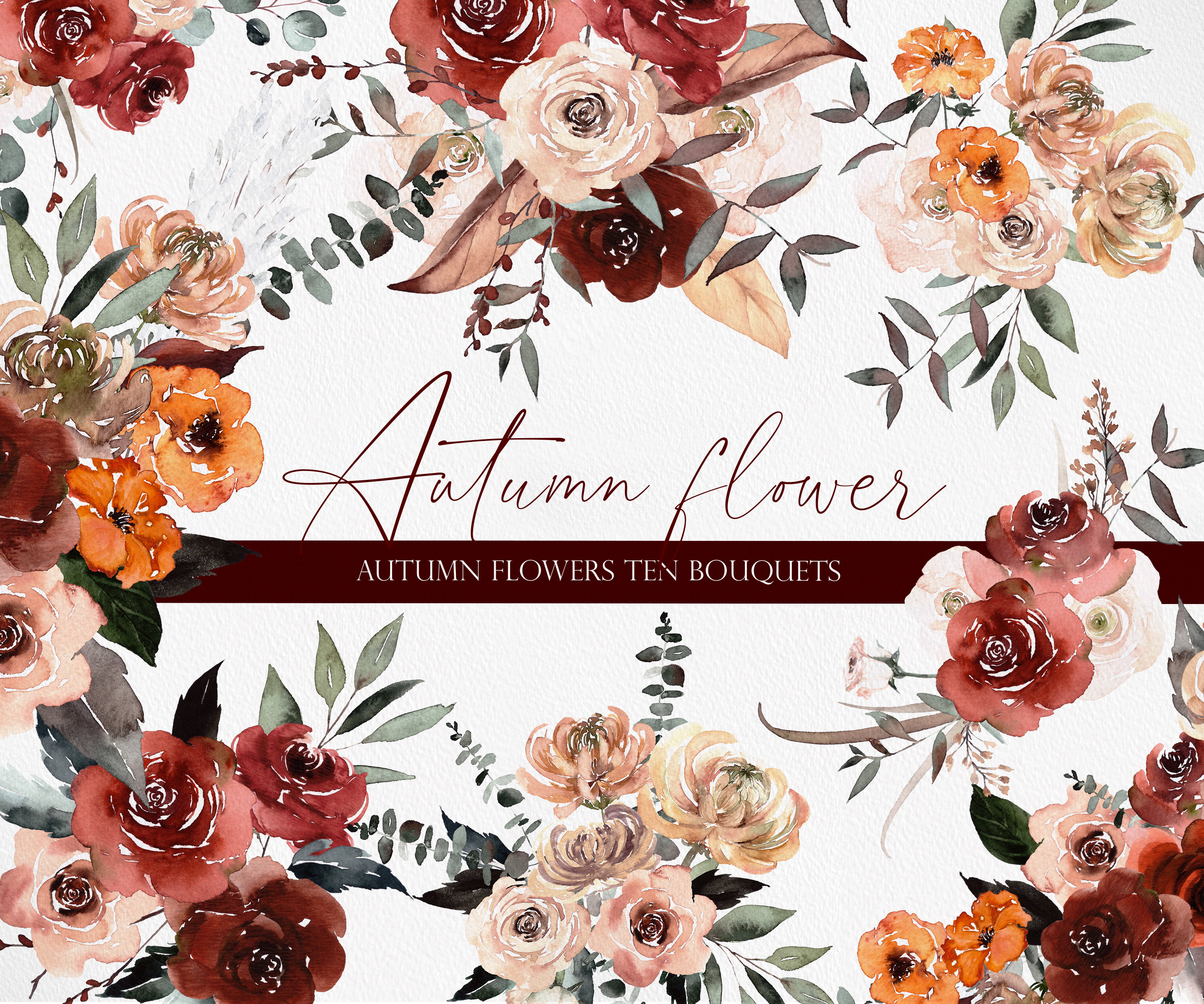 Autumn Watercolor, Watercolor Clipart, Floral Arrangements, Rose ...