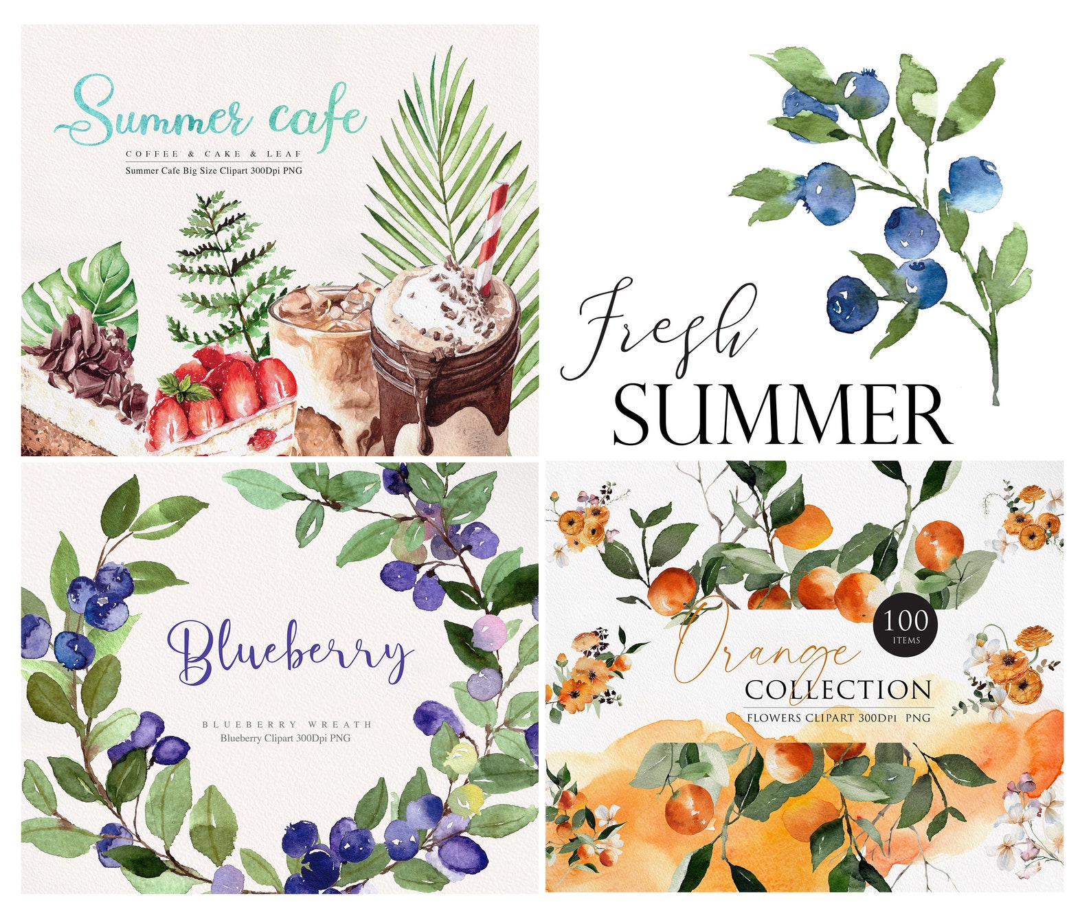 Summer Flower Bundle Watercolor Flower Bundle Flower PNG | Etsy